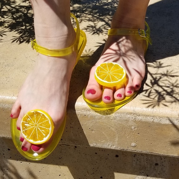 No Brand | Shoes | Summer Lemon Yellow Jelly Ankle Strap Sandals | Poshmark